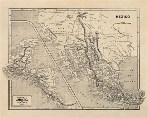 Old Map Of Mexico Vintage Style Print Circa 1800s Etsy Central