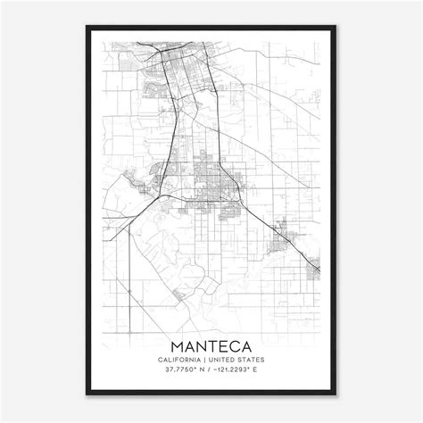 Manteca California Map Poster Modern Home Decor Wall Art Print