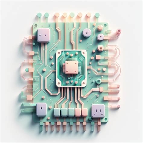 Microchip On The Computer Circuit Board 3d Illustration Chip High Quality Illustration Premium