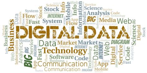 Digital Data Vector Word Cloud Made With Text Only Stock Vector