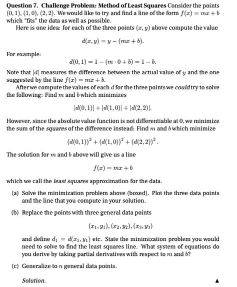 Question 7 Challenge Problem Method Of Least Chegg Com