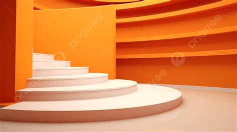 3d 렌더링된 디자인의 오렌지 룸 연단 최소한의 장면 3d 장면 노란 연단 배경 일러스트 및 사진 무료 다운로드 Pngtree