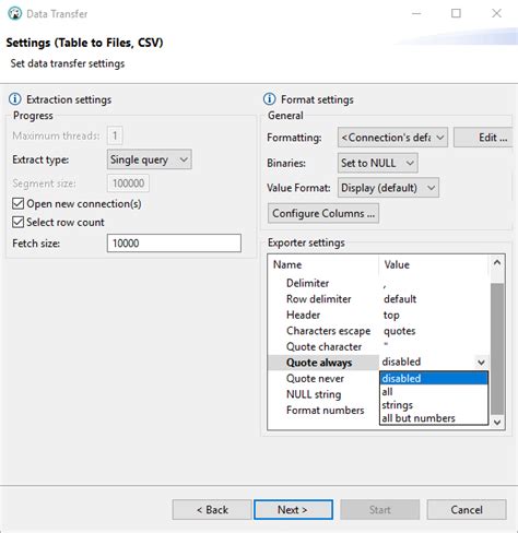 Cant Chose Default Option For Quote Always In Csv Export · Issue