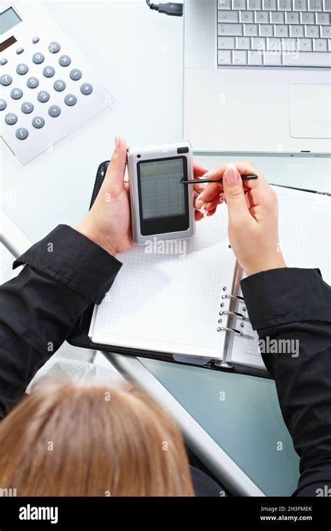 Female Hand Using PDA Stock Photo Alamy