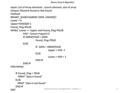 Searchingtechniques Binary Search Algorithm Ppt