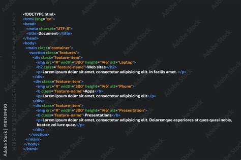 HTML Code Website Coding Programming Concept Vector Illustration Stock Vector Adobe Stock