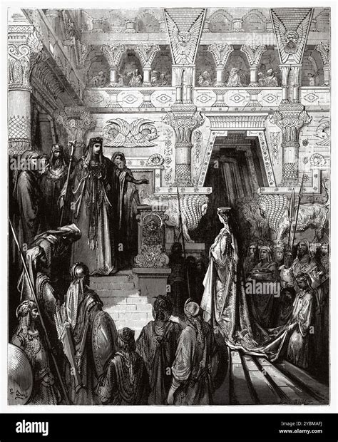 Solomon Receiving The Queen Of Sheba Old Testament Antique Bible
