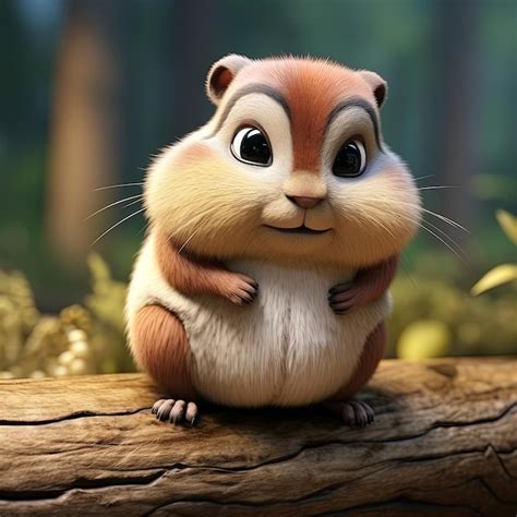 Premium Ai Image Chubby Brown Chipmunk Cute Cartoon Illustration 3d