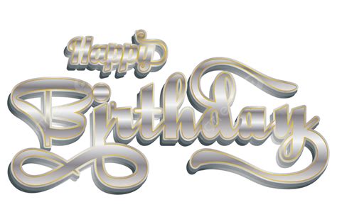 Happy Birthday Text Typhography Silver Color Clipart Vector Birthday