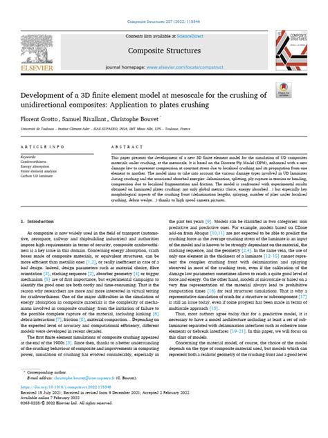 development of a 3d finite element model at mesoscale for the 2022
