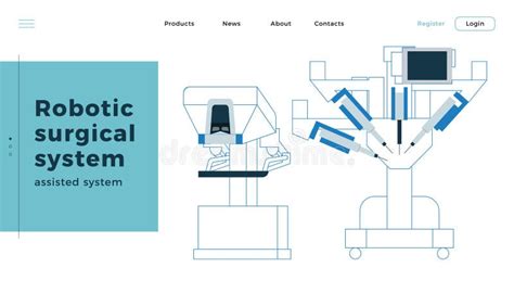 Robotic Surgical Assisted System Medical Equipment Modern Flat Vector Illustration Landing