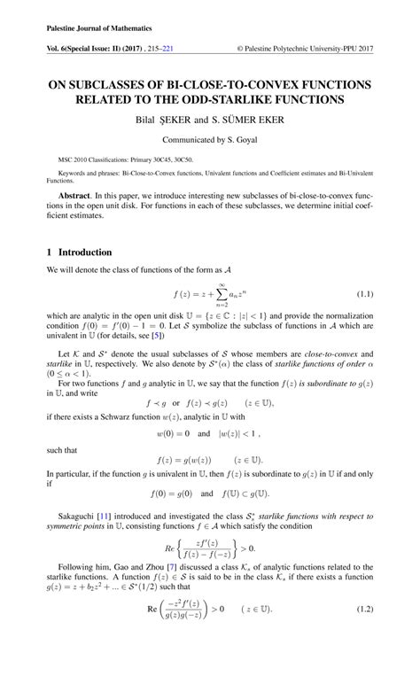 Pdf On Subclasses Of Bi Close To Convex Functions Related To The Odd Starlike Functions
