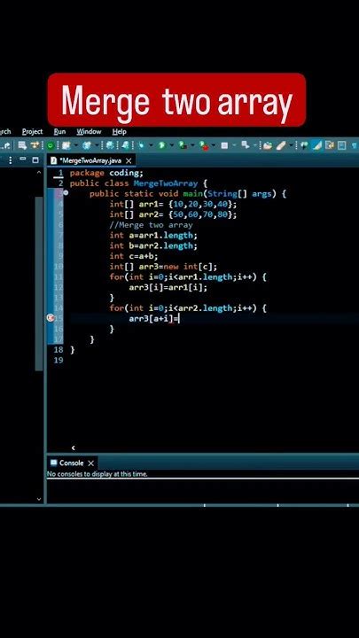 Merge Two Array In Java Array Java Merge Coding Programming