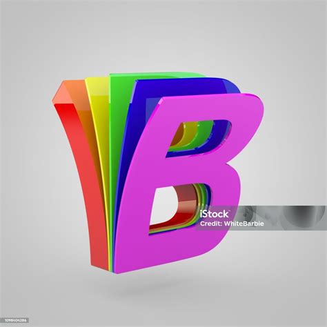 3d 편지 B 대문자입니다 3d 장면 전환 무지개 글꼴을 렌더링 합니다 프라이드 색깔 개념 알파벳 흰색 배경에 고립 3차원 형태에 대한 스톡 사진 및 기타 이미지 Istock