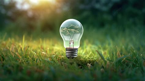 녹색 에너지 혁명 무성한 녹색 초원에 있는 환경 친화적인 전구의 3d 렌더링 그린 파워 친환경 에너지 지속 가능한 에너지 배경 일러스트 및 사진 무료 다운로드