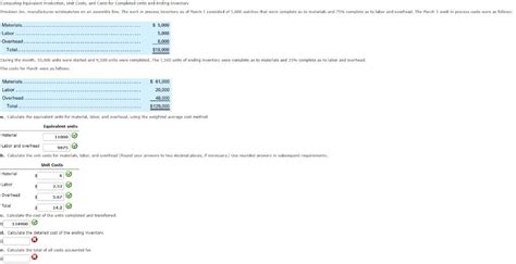 [solved] Computing Equivalent Production Unit Costs And Costs For Completed Units And