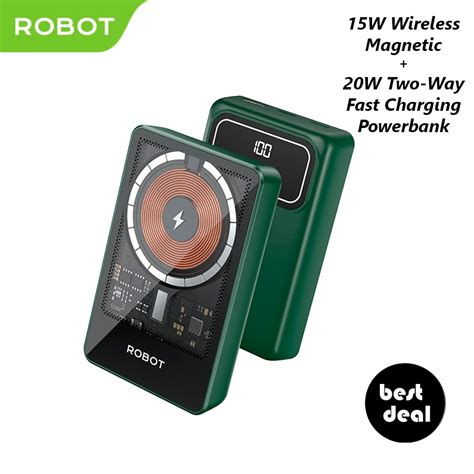 Jual Robot Rt13 10000mah Wireless Magnetic Fast Charging Powerbank Magsafe Shopee Indonesia