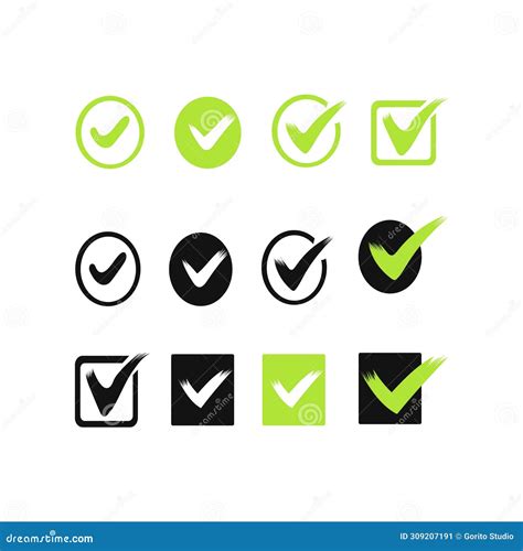 Check Mark Buttons Green Black Check Mark And Cross Icon Set Stock Vector Illustration Of