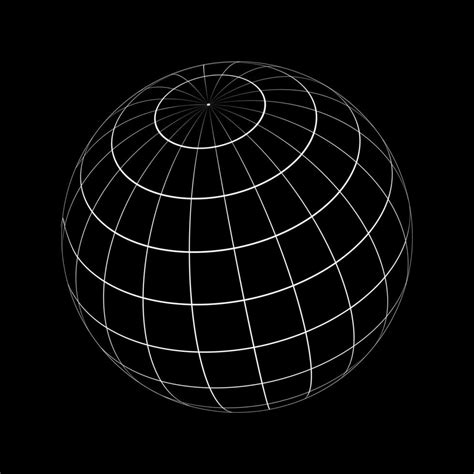 White 3d Sphere Wireframe Isolated On Black Background Orb Model Spherical Shape Grid Ball