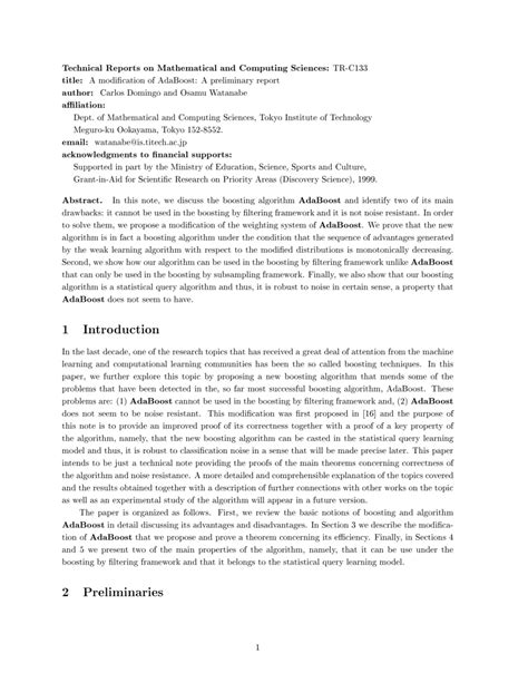 Pdf A Modification Of Adaboost A Preliminary Report