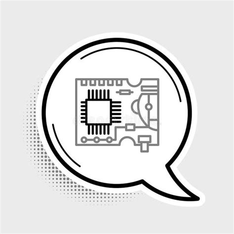 Line Printed Circuit Board Pcb Icon Isolated On Grey Background