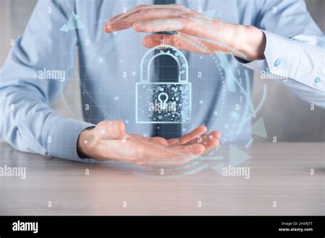 Cyber Security Network Padlock Icon And Internet Technology Networking Businessman Protecting