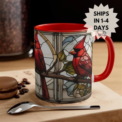 Cardinal Mug Stained Glass Bird Mug Memorial T Coffee Mug For Bird