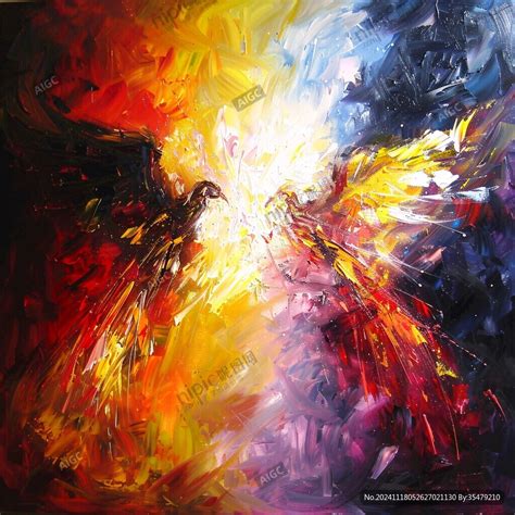 Ai创作图动感艺术油画 手绘凤凰油画 飞鸟抽象画 仿真喷绘抽象油画图 奔放抽象画 大气现代艺术油画 飞翔油画 爆款仿真高清抽象油画 仿真抽象油画图 凤凰艺术绘画 色彩抽象画意境抽象画 爆炸抽象