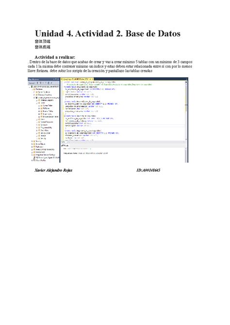 Xavier Rojas Unidad 4 Actividad 2 Base De Datos Base De Datos Unidad 4 Actividad 2 Base