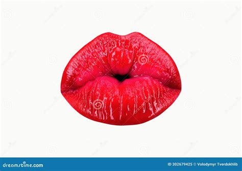 Beautiful Red Lips Close Up Classic Kiss Lips Isolated On White Stock Image Image Of Classic