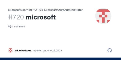 Microsoft · Issue 720 · Microsoftlearning Az 104 Microsoftazureadministrator · Github