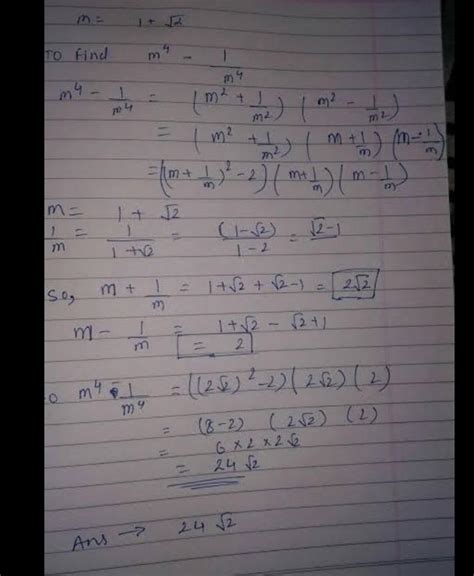 If m then find the value of m⁴ m⁴ Brainly in