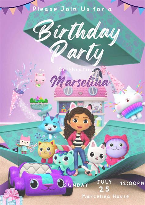 Gabby S Dollhouse Birthday Invitation Gabby S Invitation Gabby S Dollhouse Invitation Digital