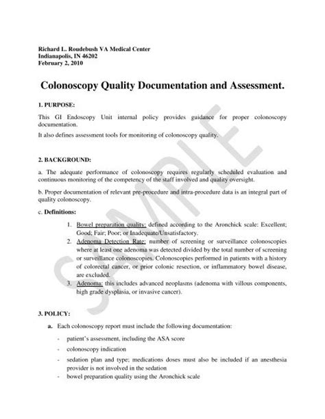 Colonoscopy Quality Documentation And Assessment