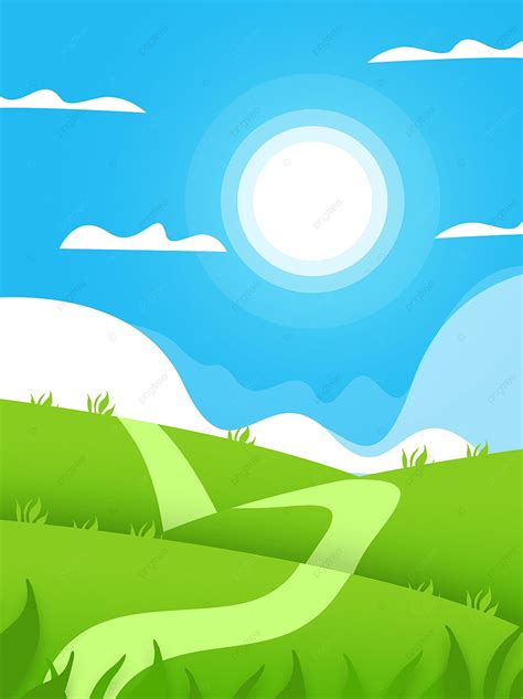 Vector Blue Sky Green Grassland And Grassland Background Vector Blue