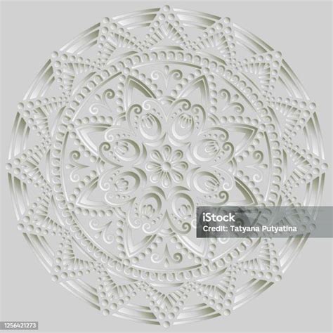 만다라 무늬 화이트 3d 그라데이션 좋은 분위기 대칭에 대한 스톡 벡터 아트 및 기타 이미지 대칭 디자인 러시아 Istock