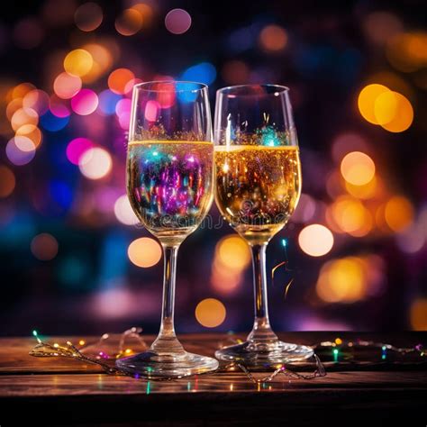 Glasses With Champagne And Lights Stock Image Image Of Color Alcohol