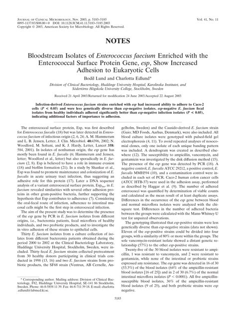 Pdf Bloodstream Isolates Of Enterococcus Faecium Enriched With The