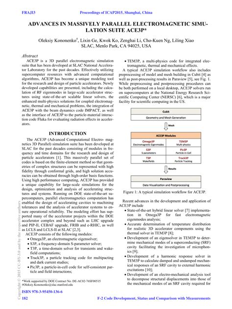 pdf advances in massively parallel electromagnetic simulation suite ace3p