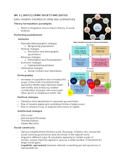 Week 3 Modern Theories Of Crime Notes Wk 3 2007ccj Crime Society And Justice Early Modern