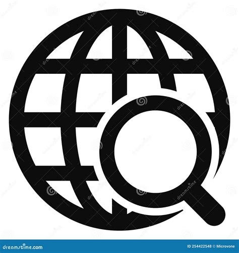 Global Search Icon Worldwide Planet With Magnify Glass Stock Vector