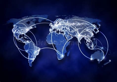 Abstract World Map With Network Internet Global Connection Concept Stock Vector Illustration