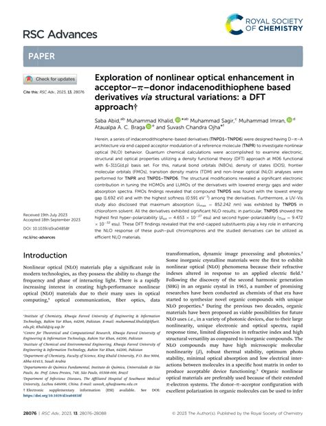 Pdf Exploration Of Nonlinear Optical Enhancement In Acceptorπdonor