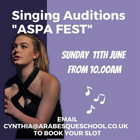 Singing Auditions Aspa Fest Arabesque School Of Performing Arts
