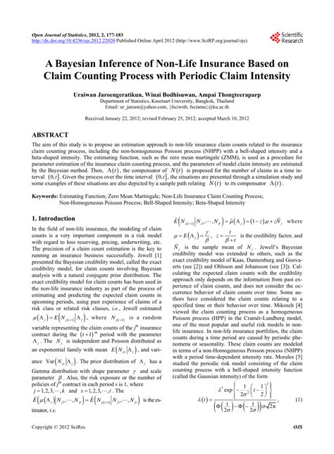 Pdf A Bayesian Inference Of Non Life Insurance Based On Claim Counting Process With Periodic