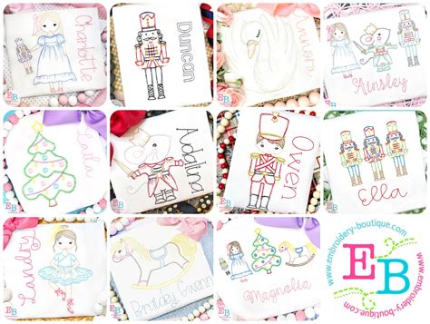 Nutcracker Sketch Design Bundle 11 Designs Embroidery Boutique