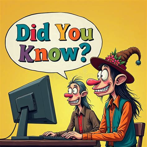 Computer Cartoon Sign Did You Know Useful Information Internet Web Service Communication Stock