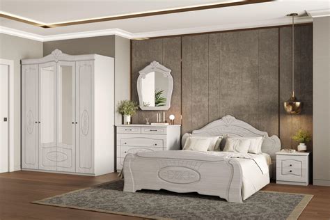 ᐉ Комплект мебели в спальню Світ Меблів Катрин из ДСП МДФ Нимфея альба Дуб айс • Купить в Киеве