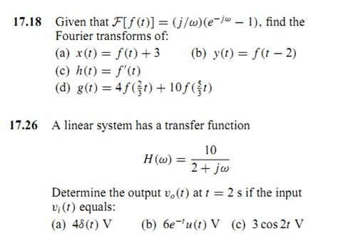Solved 17 18 Given that F f t 1 0 e jº 1 find the Chegg com