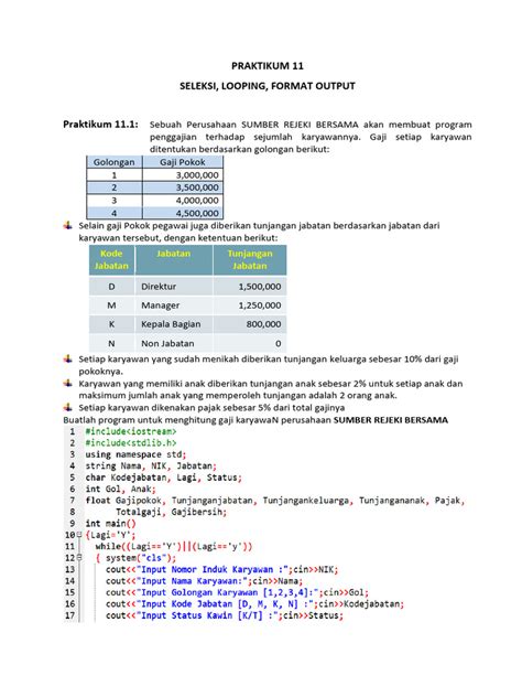 praktikum 11 selesksi looping format output pdf